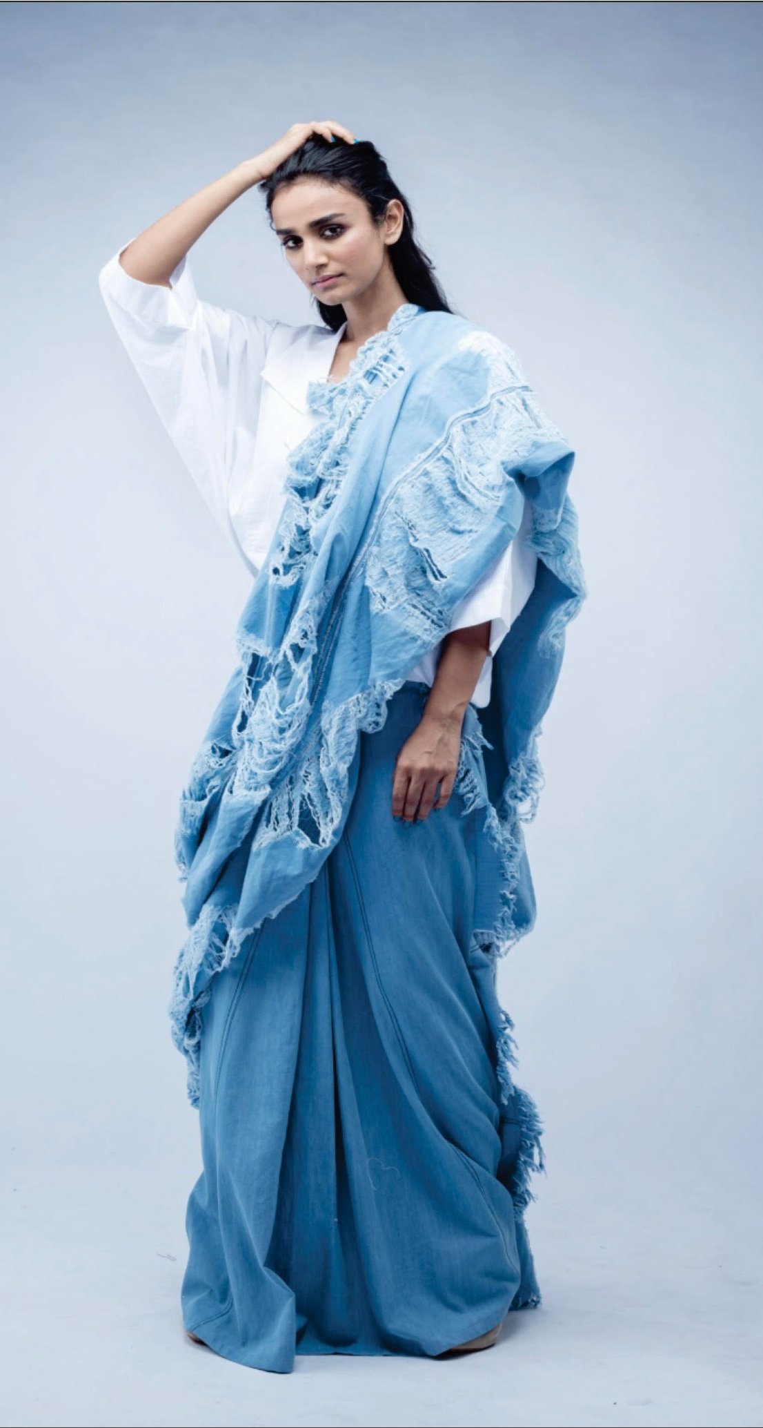 Designer Diksha Khanna Denim distressed sari collection to be showcased ...